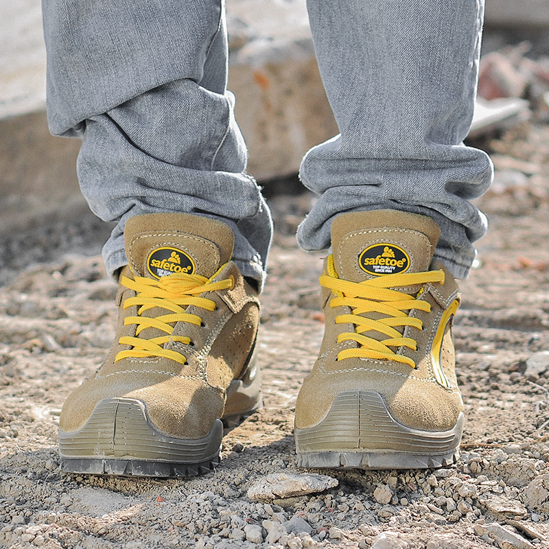 Safetoe Breathable Lightweight Leather Steel Toe Safety Work Shoes ...